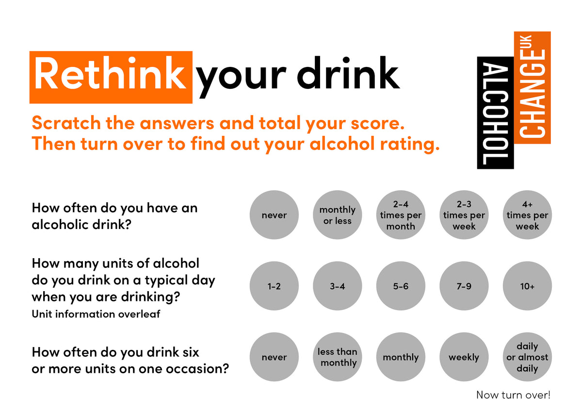 'Rethink your drink' scratchcards (pack of 100) – Alcohol Change UK